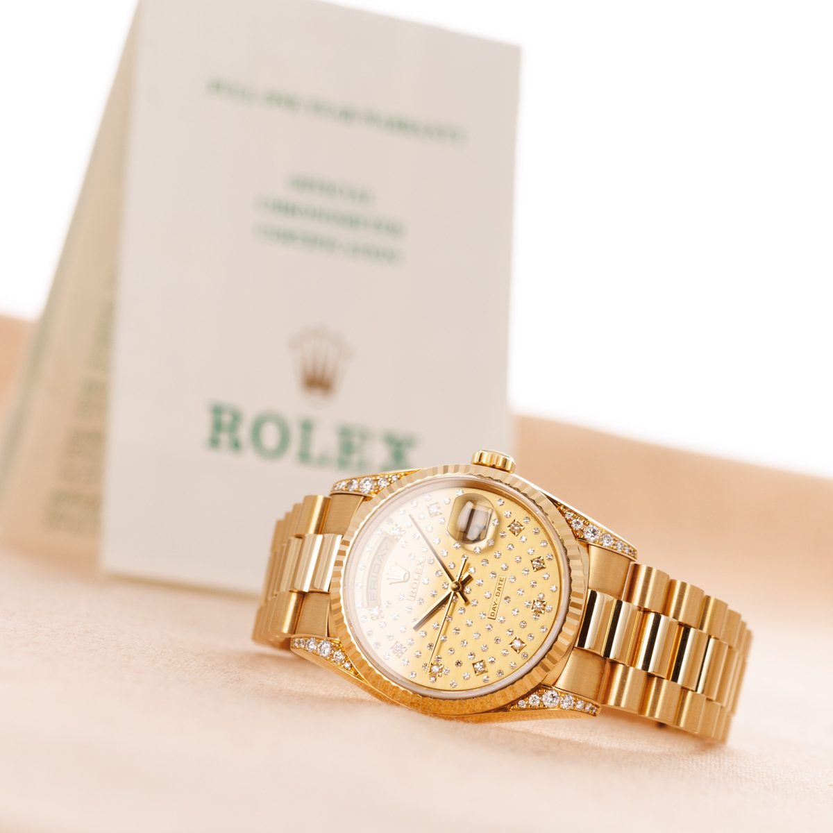 ROLEX YELLOW GOLD DAY-DATE WATCH REF. 18338 WITH DIAMOND DIAL - Rolex ...