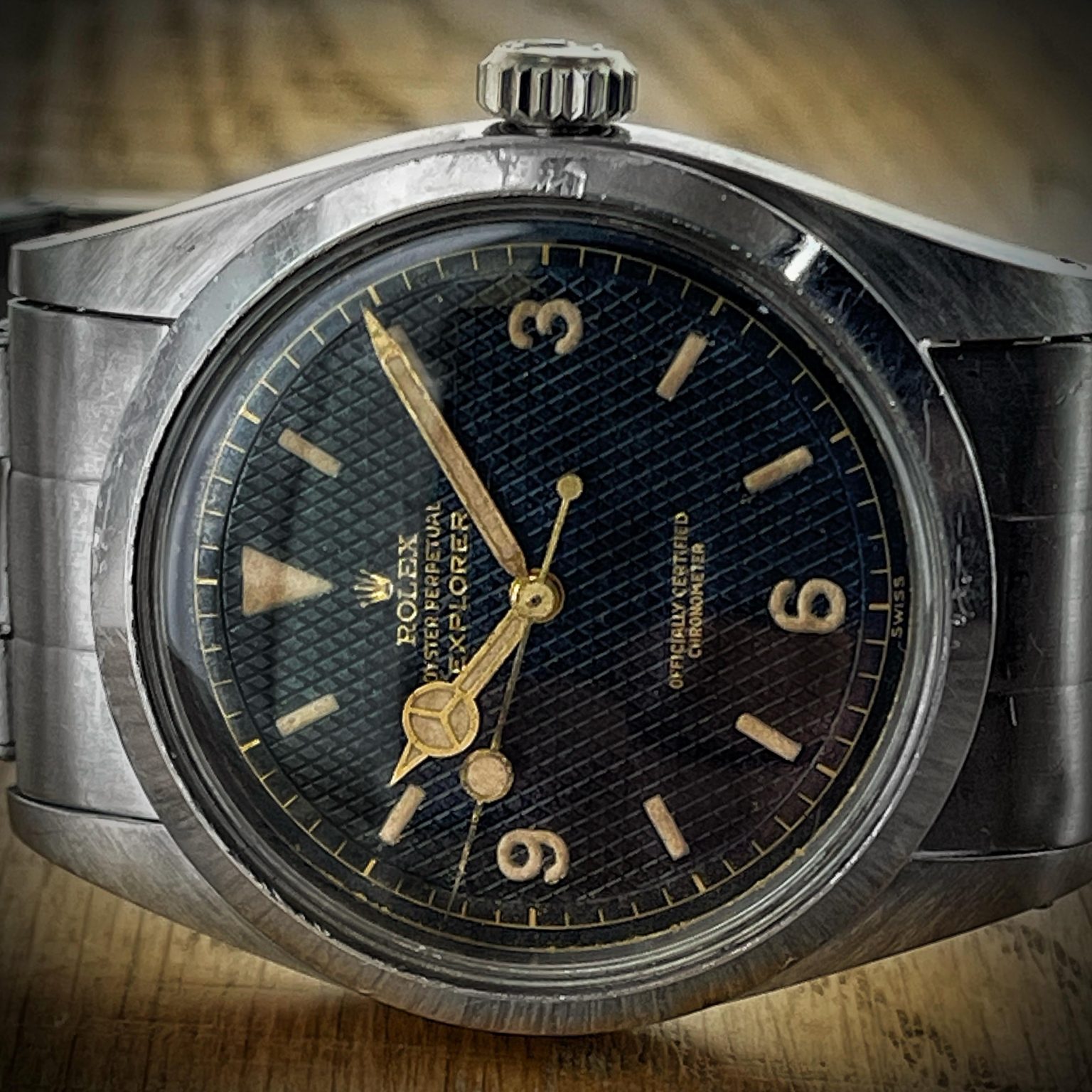 1953 s:steel Rolex Explorer ref 6350, “mercedes” hands, waffle dial 7 ...