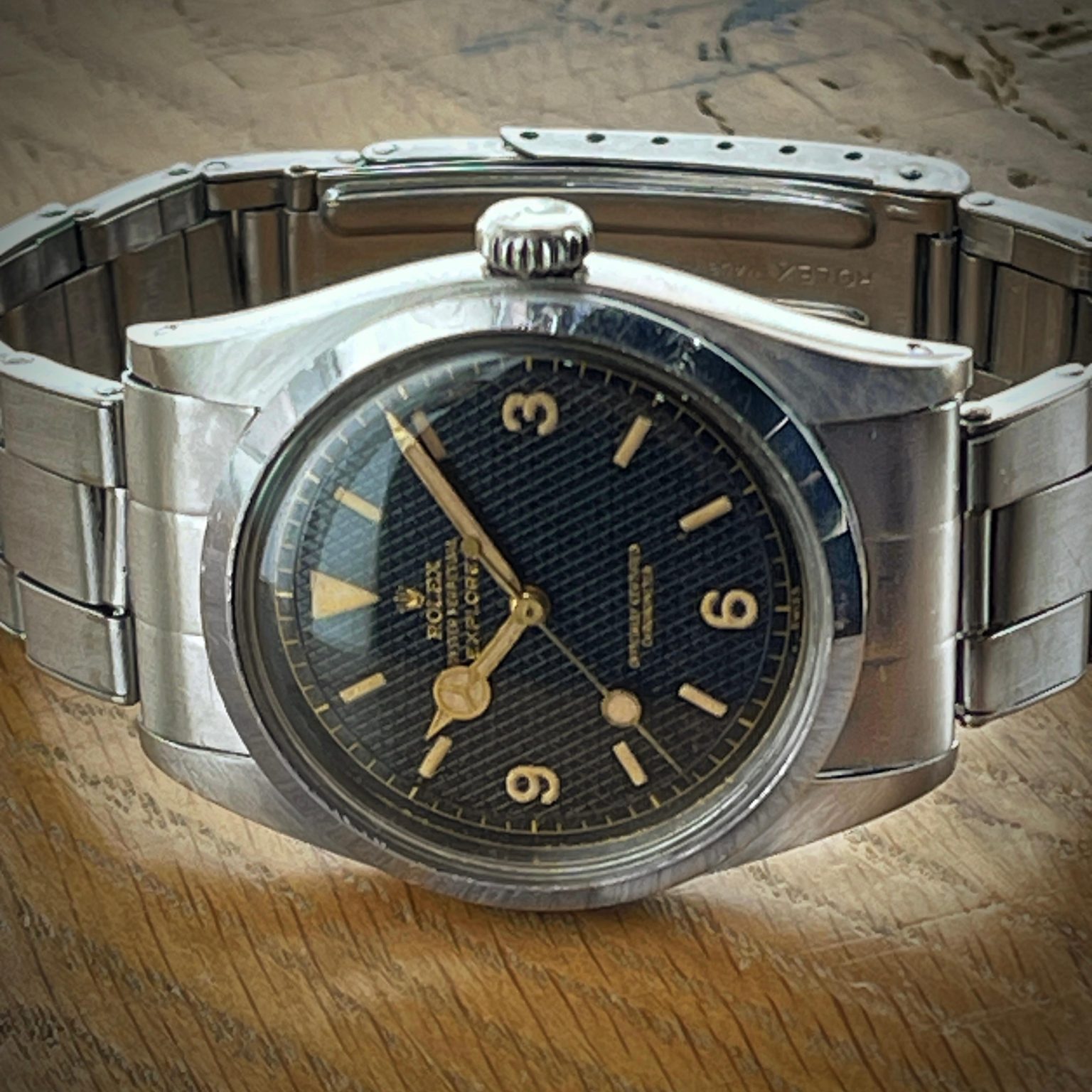 1953 s:steel Rolex Explorer ref 6350, “mercedes” hands, waffle dial2 ...