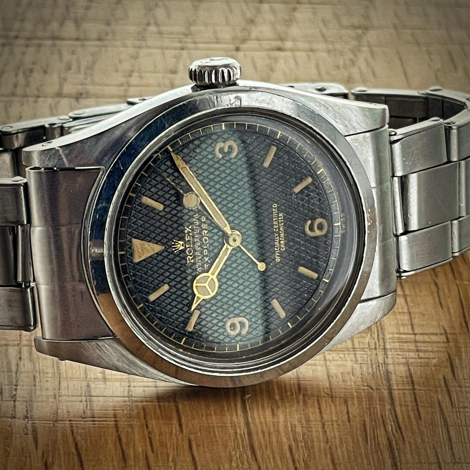 1953 s:steel Rolex Explorer ref 6350, “mercedes” hands, waffle dial3 ...